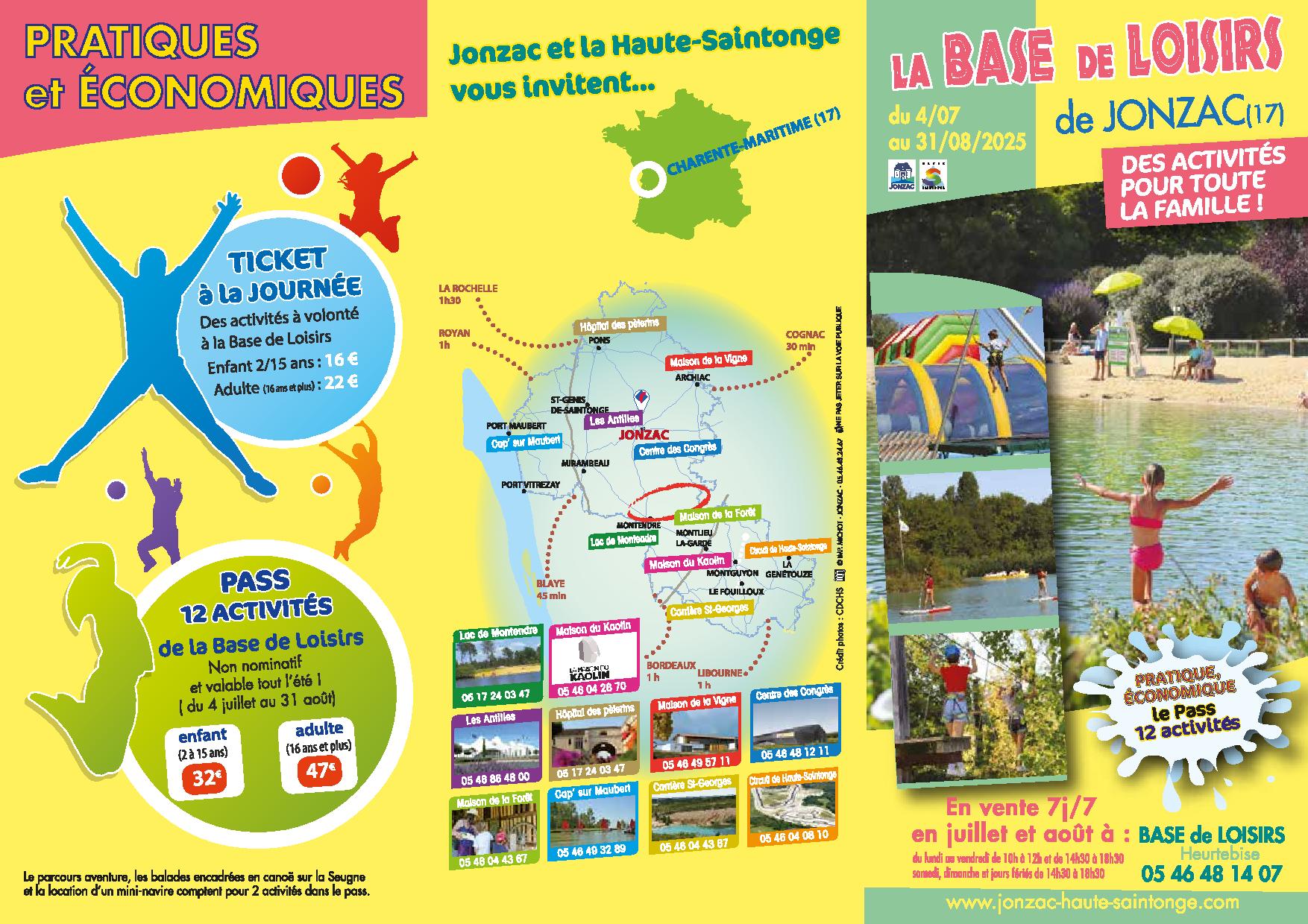 Activités d'été 2024 à la base de loisirs - Jonzac Haute Saintonge Tourisme